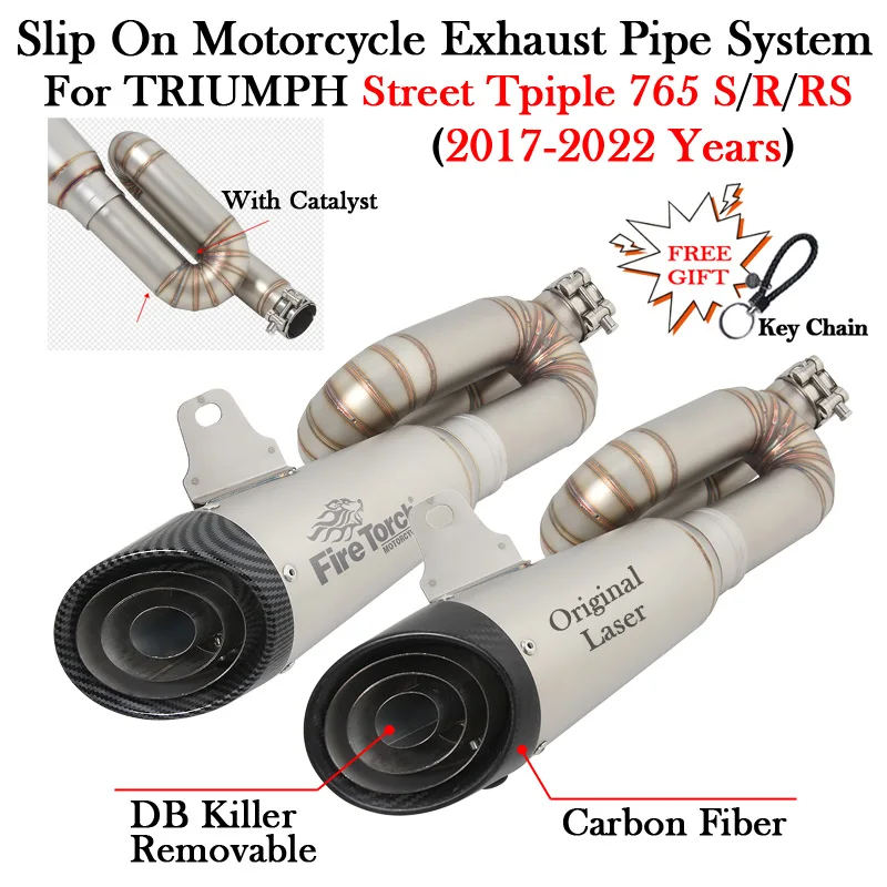For TRIUMPH STREET TRIPLE 765 S R RS 765S 765R 765RS 2017 - 2022 Motorcycle Exhaust Mid Pipe ...