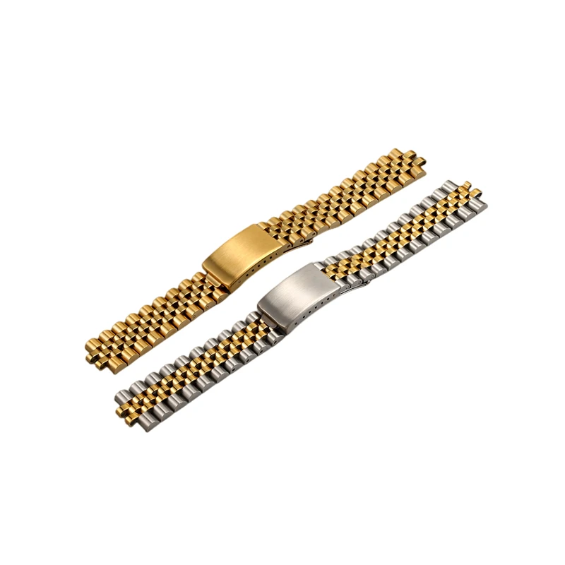 Stainless steel 2 tone gold 18mm 9m 20mm Curved end Gold Jubilee Watch ...