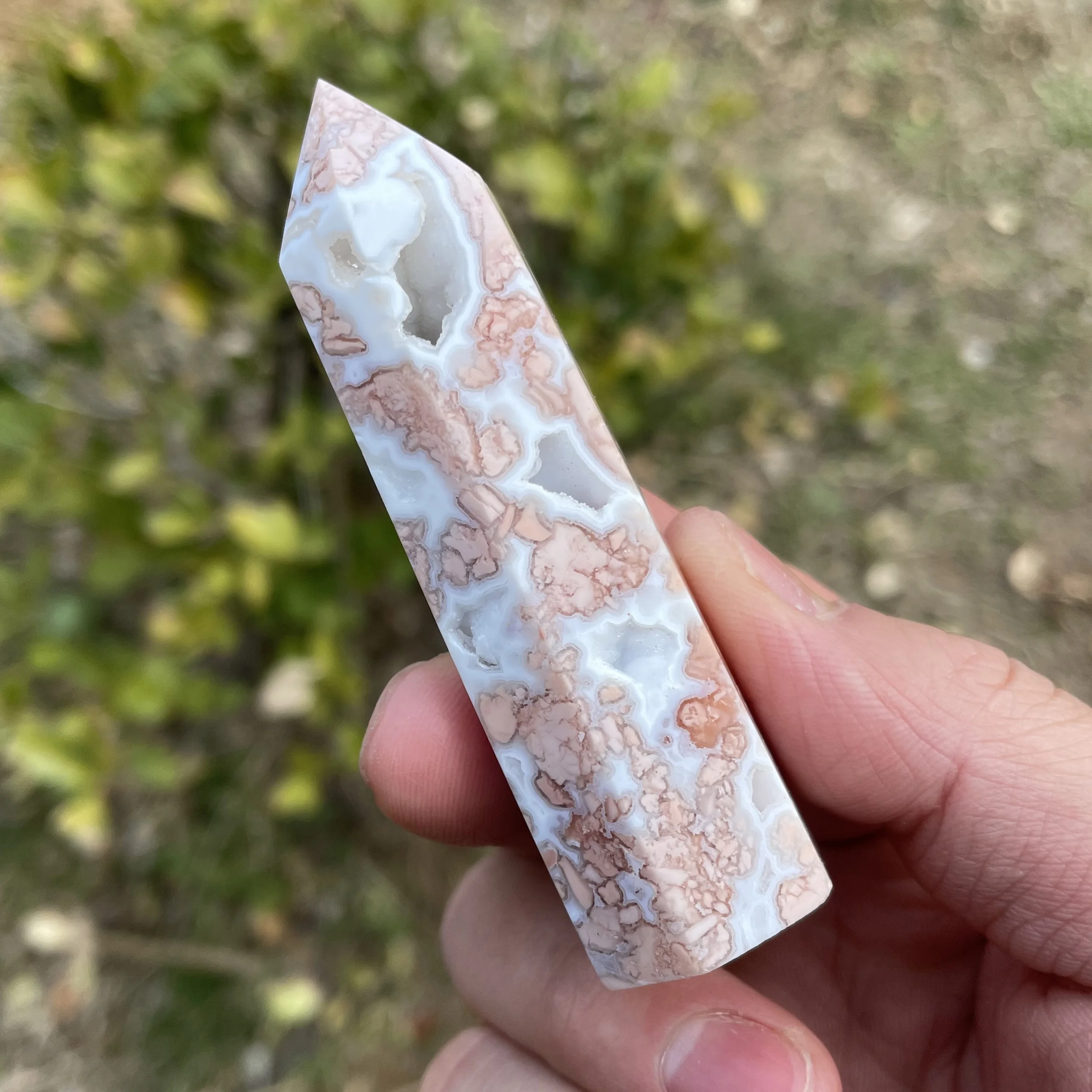 Natural-Pink-Agate-Hexagonal-Obelisk-Crystal-Quartz-Tower-Healing-Stone ...