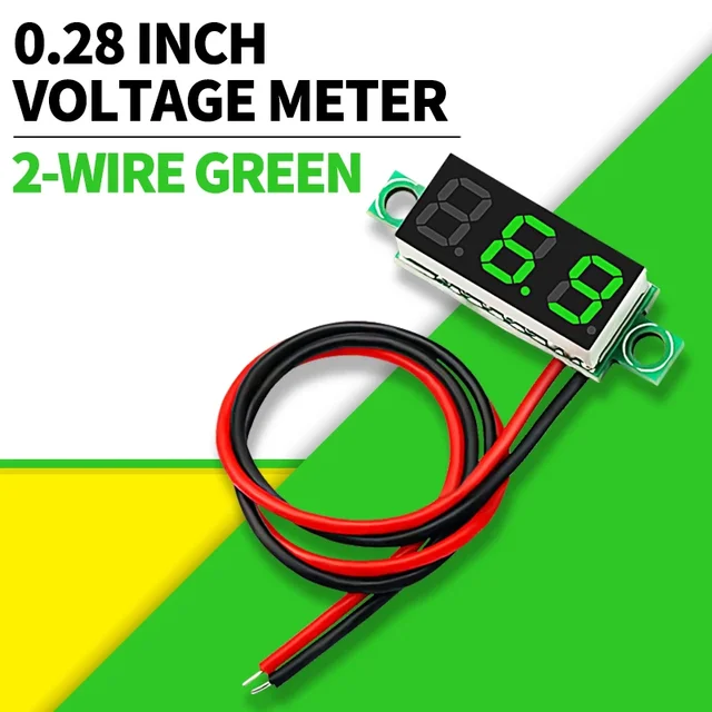 0.28 Inch Two-Wire Three-Wire DC LED Digital Display Voltmeter 0-100V 2.5V-30V Display Meter Red ...