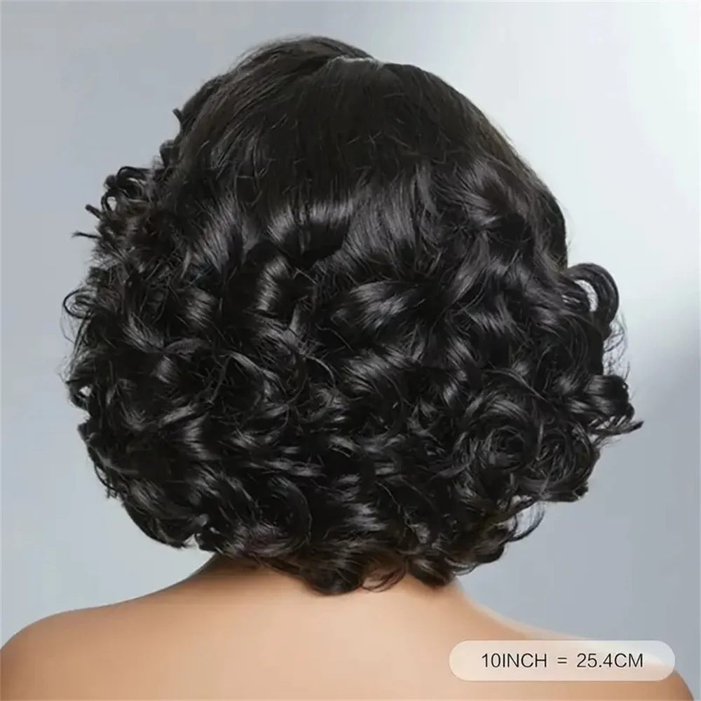 Loose Bouncy Wave Short Bob Wigs Raw Vietnamese Virgin Hair Side Part ...