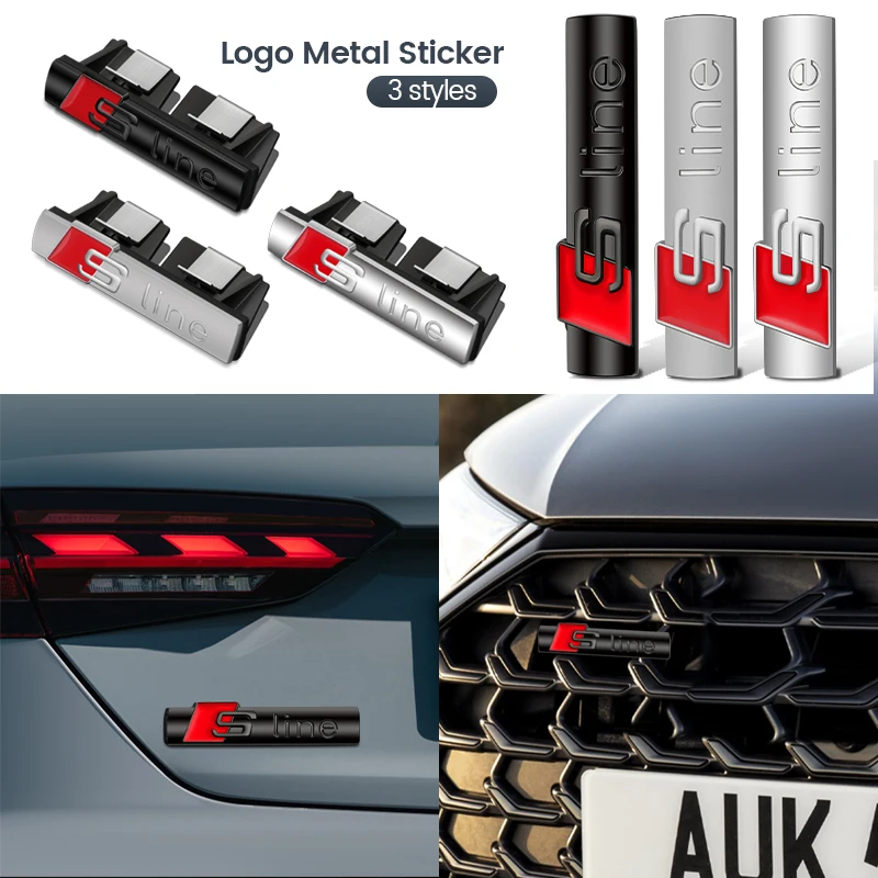 Car SLINE Front Grille Badge Body Trunk Decoration Sticker Auto Emblem ...