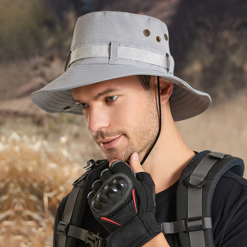 Trendy Men's Bucket Hat with Circular Ribbon Metal Vent Breathable ...