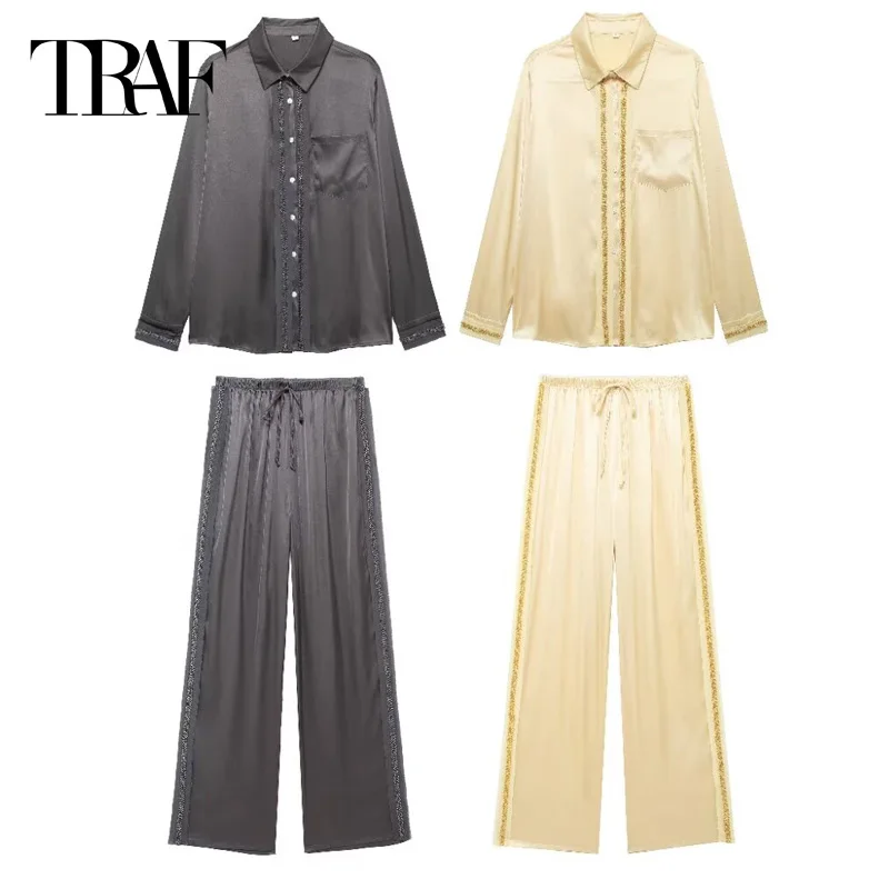 TRAF-Woman-2-Piece-Set-Women-Outfit-Elegant-Blouse-and-Pants-2024 ...