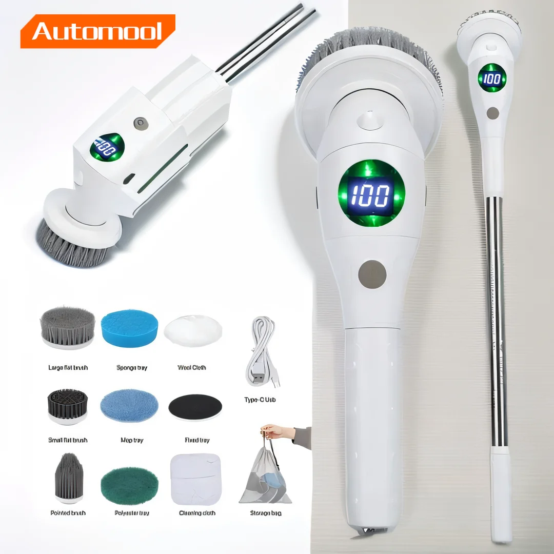 Multifuncional-escova-de-limpeza-el-trica-escova-dom-stica-rotativa-LED ...