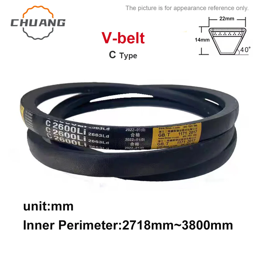 V Belt C Type Conveyor Belts Rubber Drive Transmission Strap Li 2718mm ...