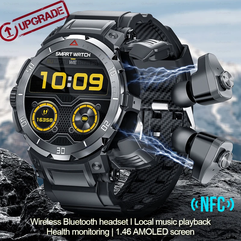 GT100-Smart-Watch-2-in-1-TWS-Wireless-Headphone-Local-Music-Call-Men ...