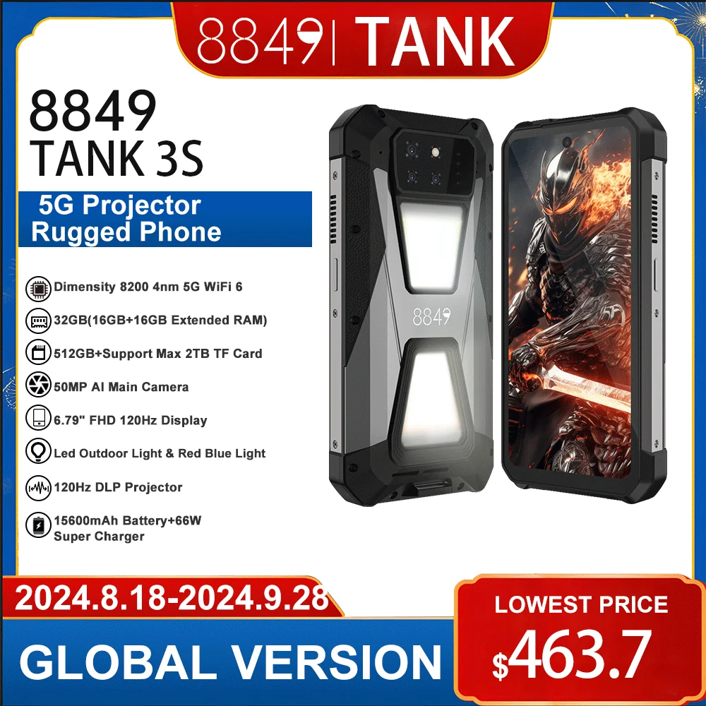 8849-Tank-3S-Unihertz-Rugged-Smartphone-with-Projector-5G-12-16GB-RAM ...