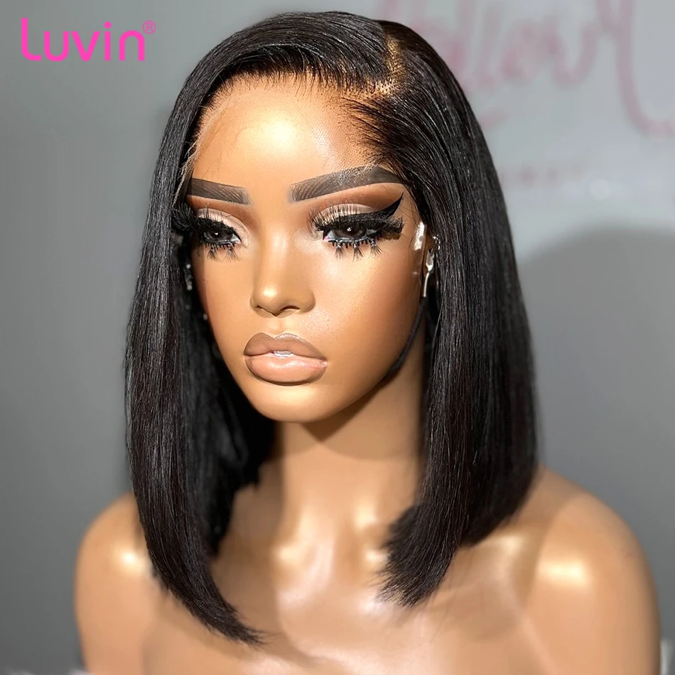 Luvin-HD-Bone-Straight-13x6-Lace-Frontal-Bob-Wig-100-Real-Human-Hair ...