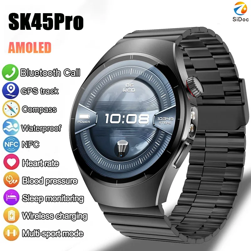 WATCH SK45 Pro Health Smart Watch Men NFC GPS Compass Heart rate Blood ...