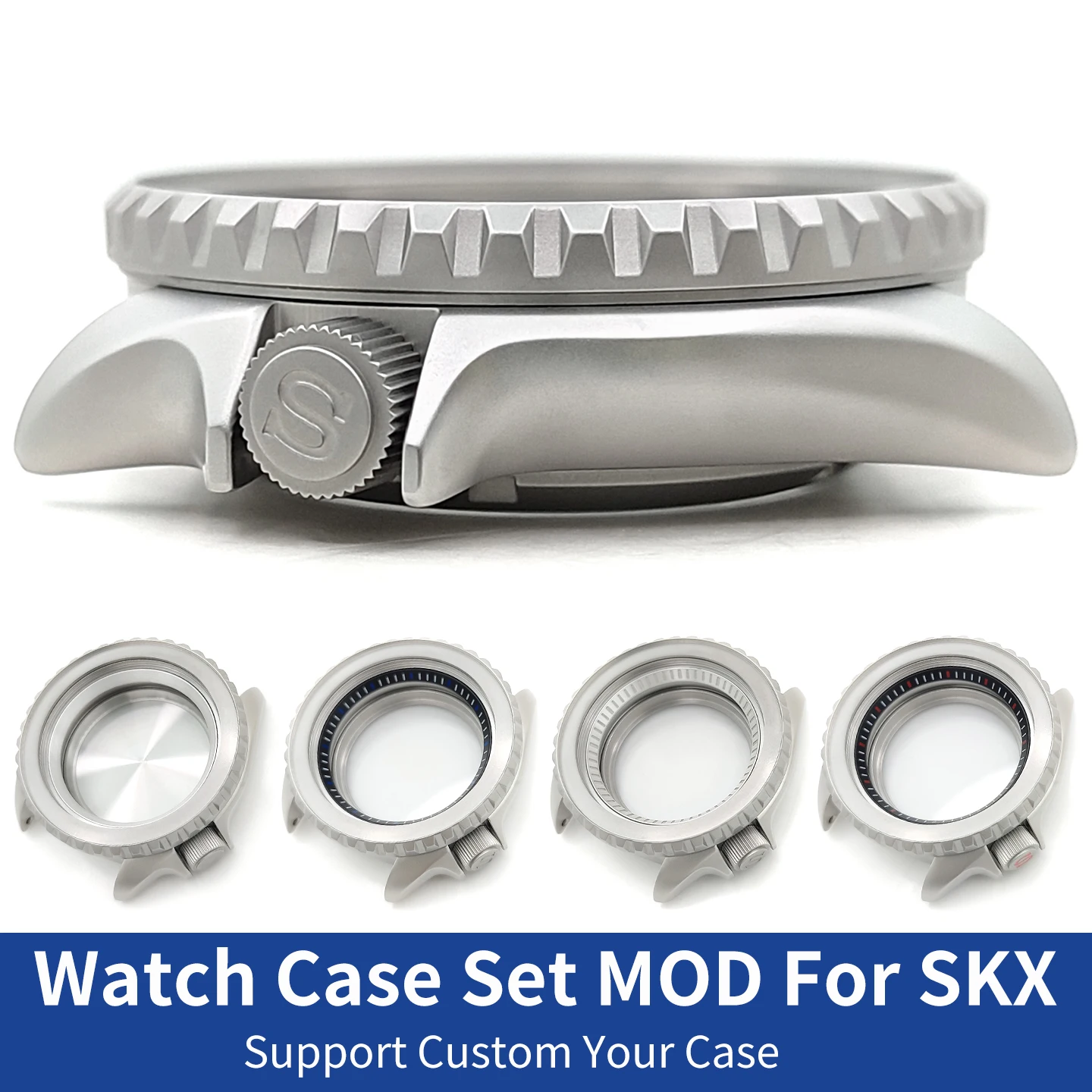 SKX Classic Matte Silver Watch Case 4 o 'clock MOD For SKX007 Fits NH35 ...