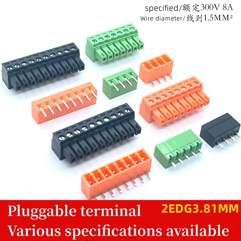 10-sets-of-2EDG-3-81mm-pluggable-pcb-terminal-blocks-15EDGK-VC-RC ...