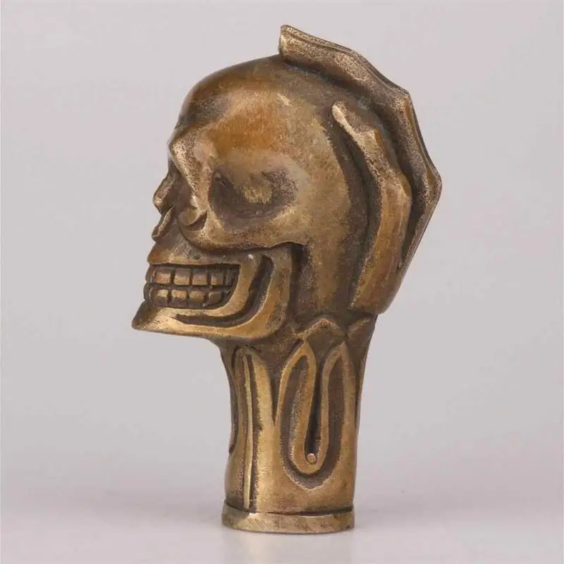 Gothic Old Bronze Carving Skull Head Statue Walking Stick Head ...