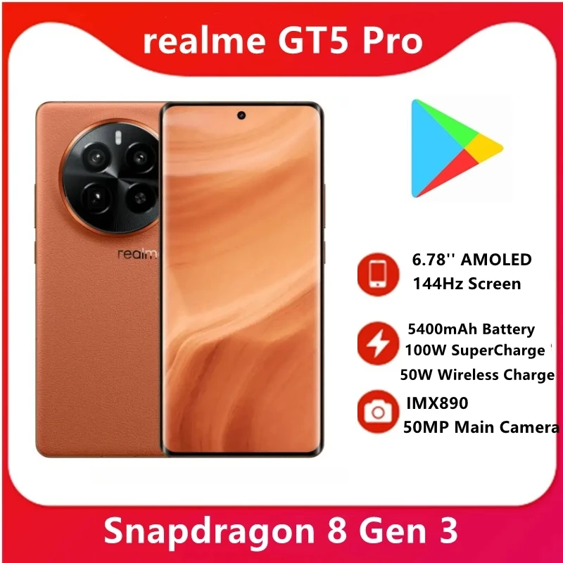 New realme GT 5 Pro 5G Snapdragon 8 Gen 3 6.78” AMOLED Screen 5400mAh Battery 100W SuperCharge ...