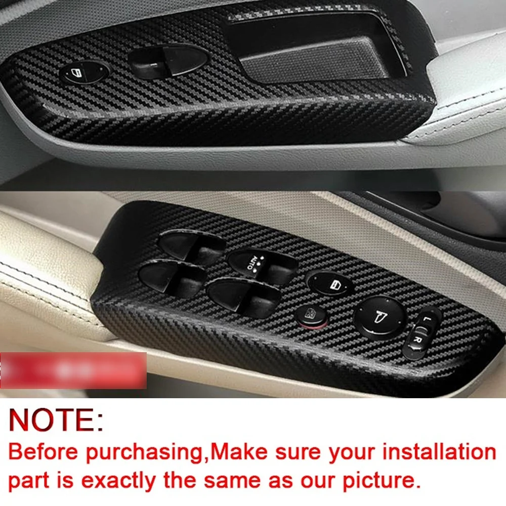 Car-Styling-Black-Carbon-Decal-Car-Window-Lift-Button-Switch-Panel ...