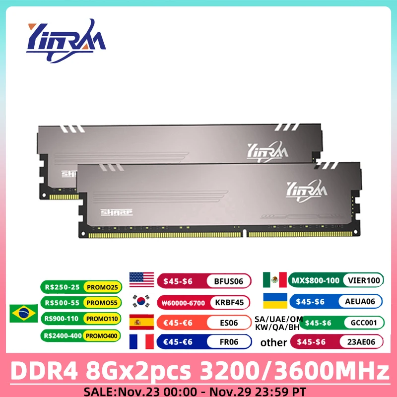 YINRAM-Ram-DDR4-3200MHz-8GB-16GB-Memoria-XMP2-0-3600MHZ-8GBx2-Memoria ...