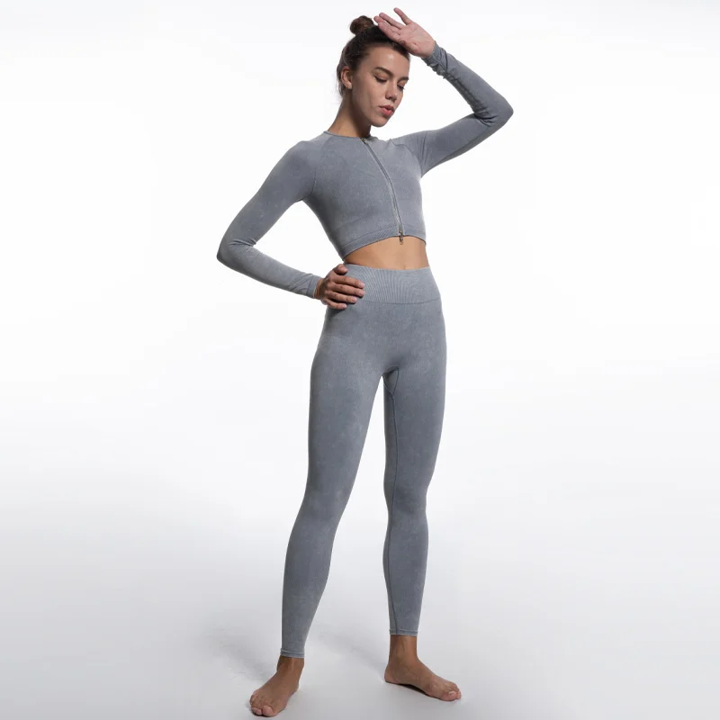 Conjunto deportivo de 2 piezas para mujer, ropa de Yoga, tela vaquera ...