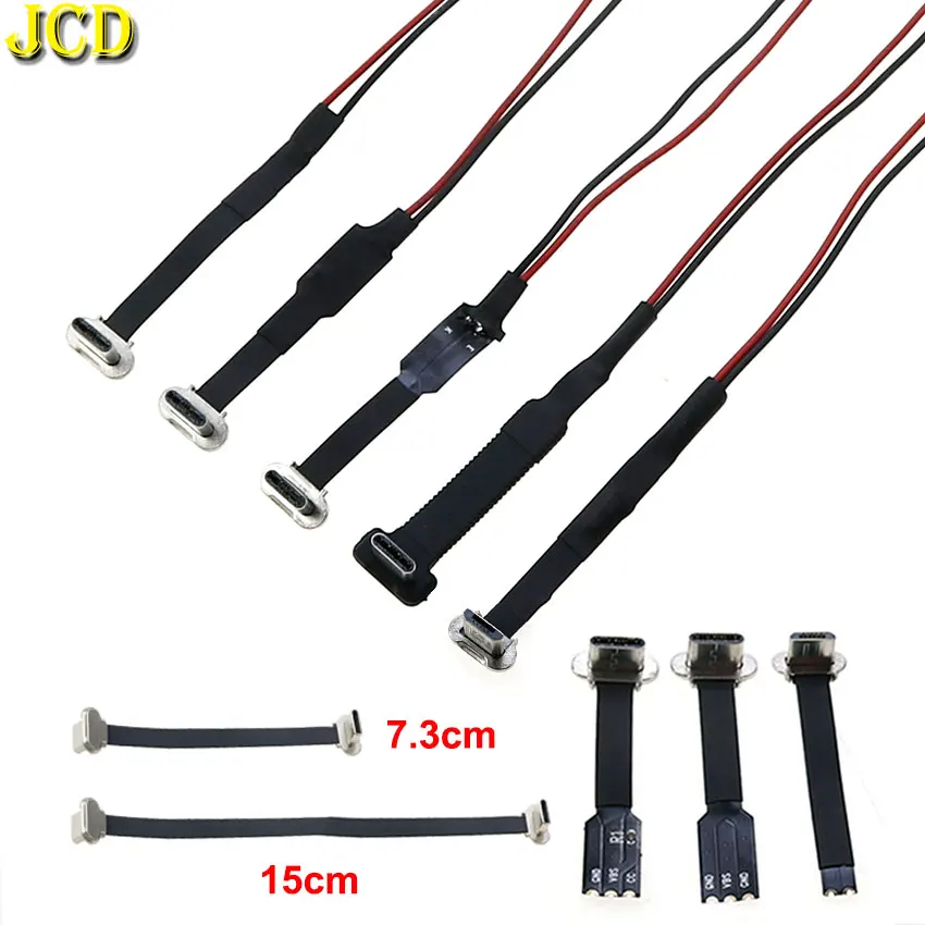 JCD 마이크로 USB C 타입-C FPC 2핀 3핀 저항기 포함 R1 소프트 플랫 케이블 남성 플러그 모바일폰 고속 충전 ...