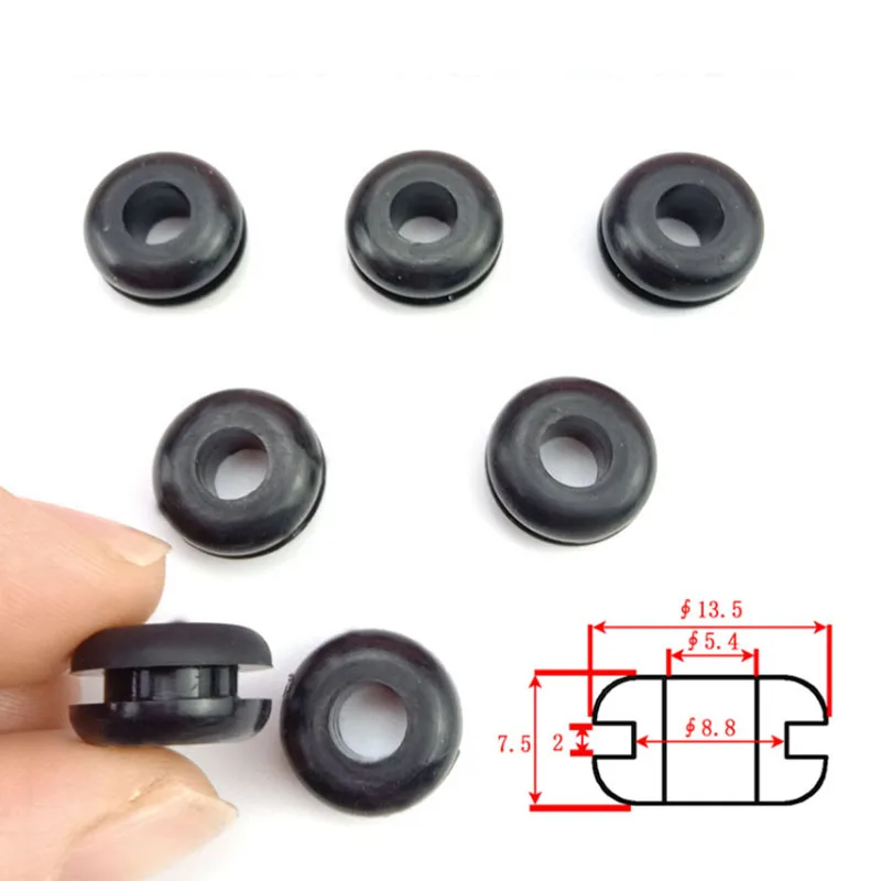 Black Rubber Grommets Coil Double-sided Protective Bushing Insulation ...