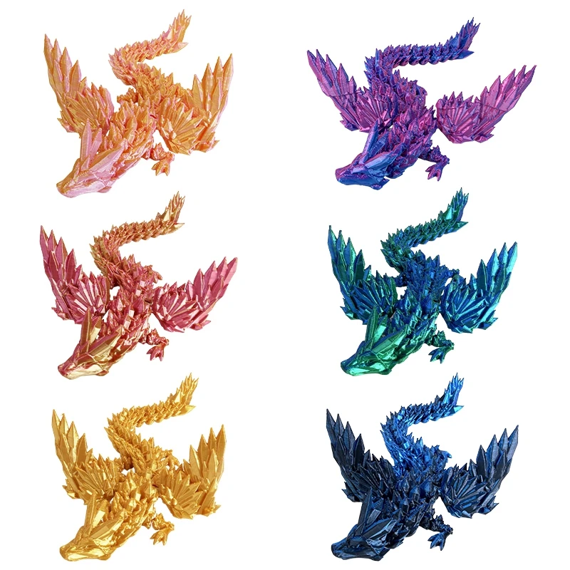 3D Printed Gem Dragon Western Style Colorful Full Body Movable Dragon ...