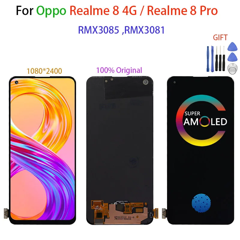 Original-AMOLED-For-OPPO-Realme-8-4G-RMX3085-Realme-8-Pro-RMX3081-LCD ...