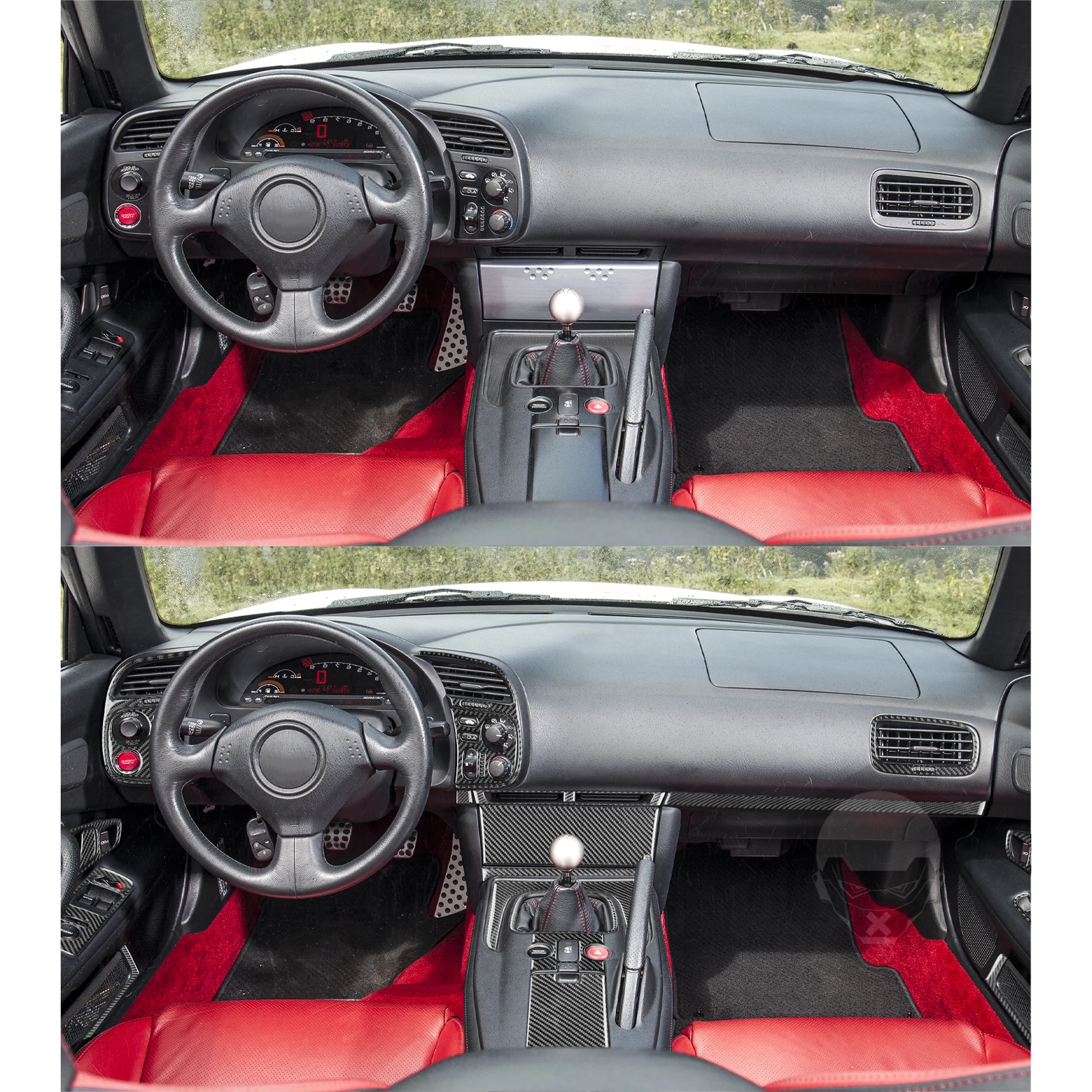 For Honda S2000 2000-2009 Carbon Fiber Center Console Gear Shift ...