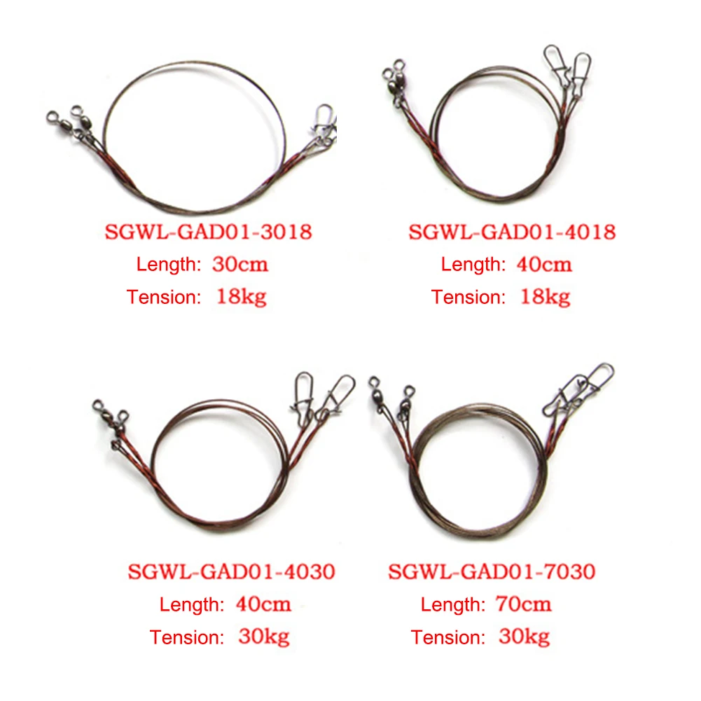 2pcs-Stainless-Steel-Wire-Leader-Fishing-Leash-with-Rolling-Swivels ...