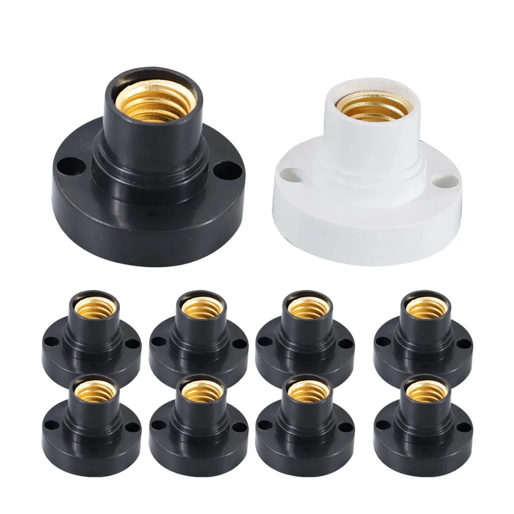 10PCS 220V E27 Screw Lamp Round Light Bulb Socket Holder Adapter Base ...