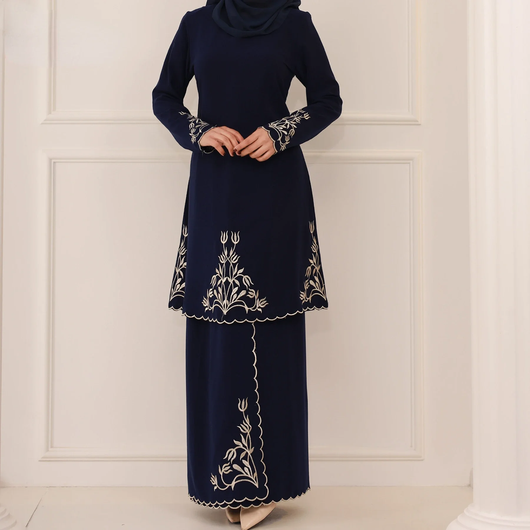 2-Piece-Abaya-Dubai-Islam-Turkey-Bangladesh-Muslim-Sets-Tops-and-Skirt ...