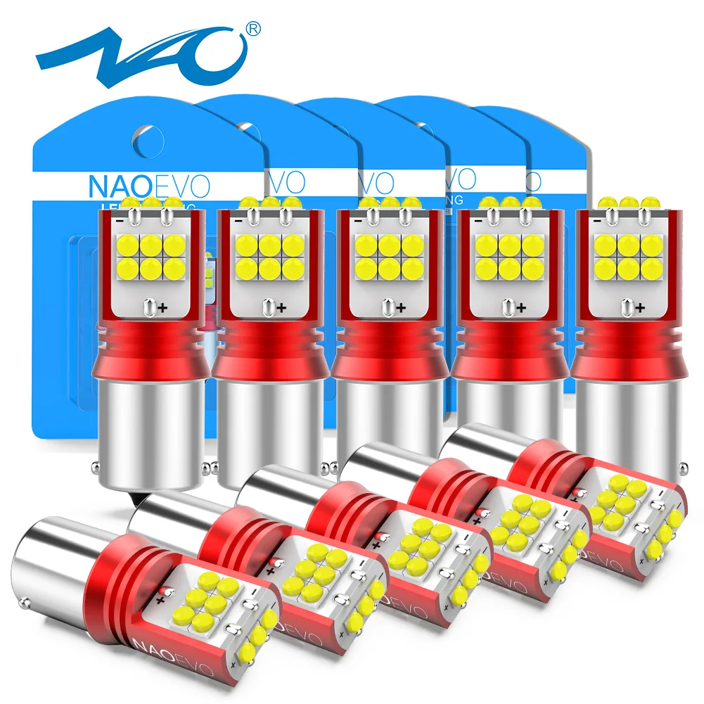 NAO 10x 1156 LED P21W BA15S PY21W BAU15S P21/5W 1157 BAY15D W16W T15 T20 7443 W21W T25 3156 3157 ...