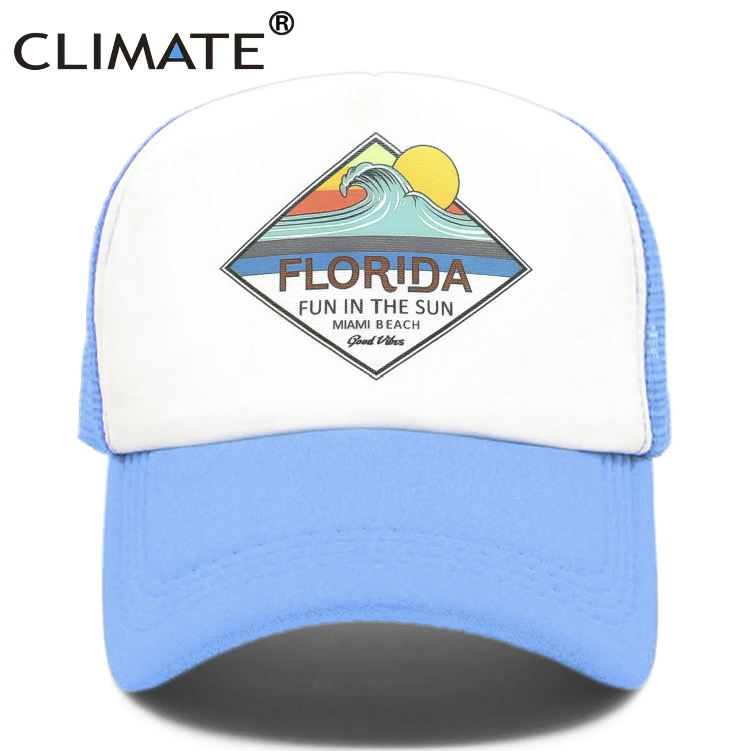 CLIMATE-Florida-Trucker-Cap-Hat-Miami-Seaside-Beach-Mesh-Cap-Vacation ...