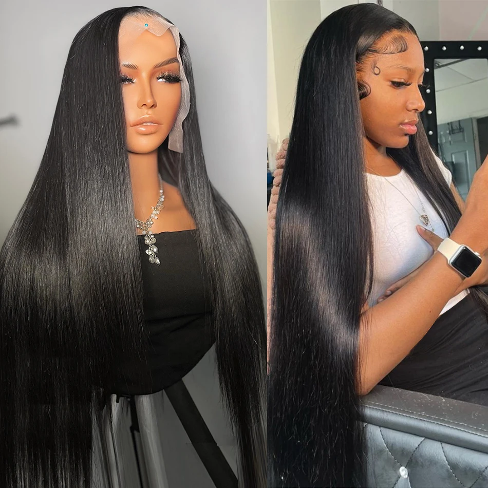 Wigirl 30 40 Polegada osso em linha reta 13x4 transparente frente do ...