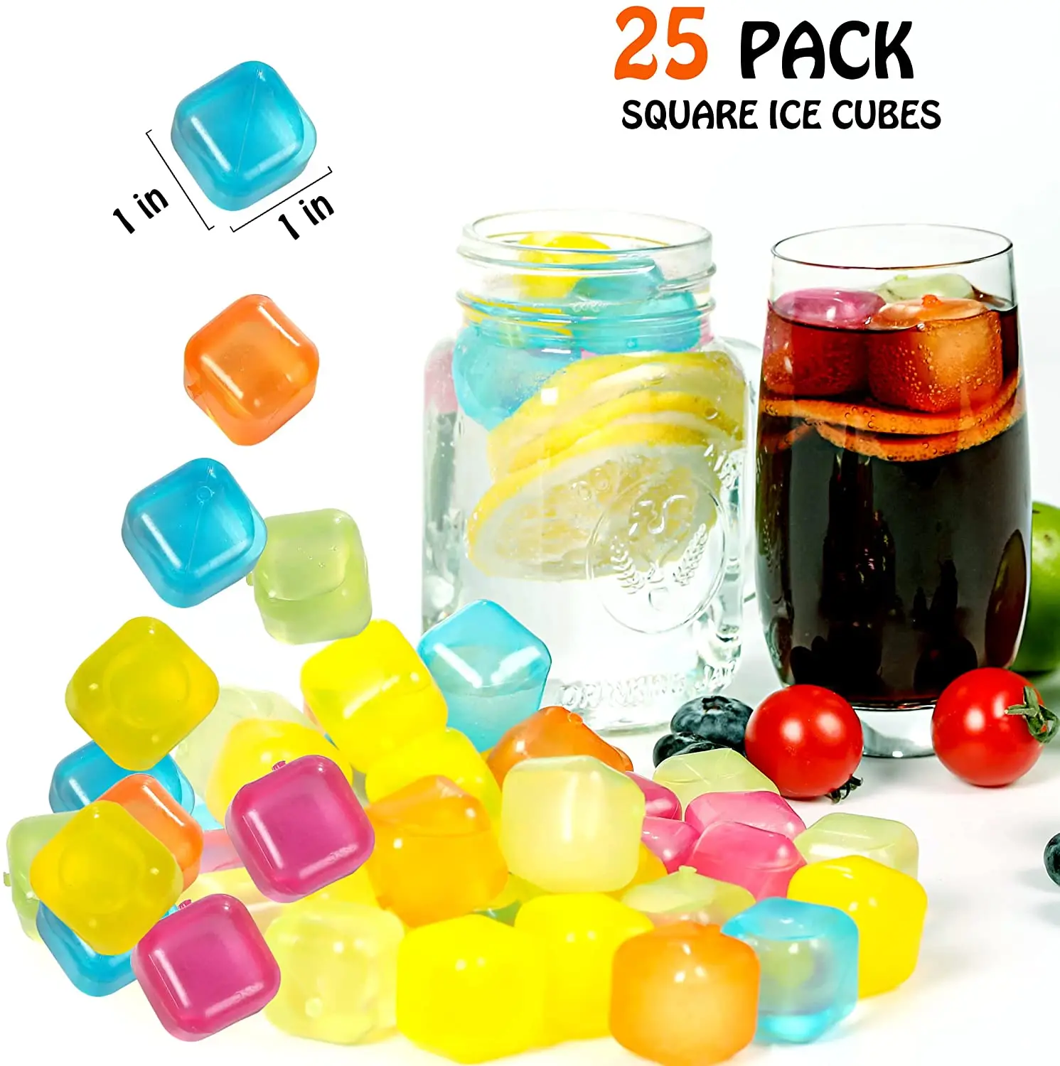 Reusable Ice Cube Plastic Ice Cubes 65 Pack Colorful, 45% OFF