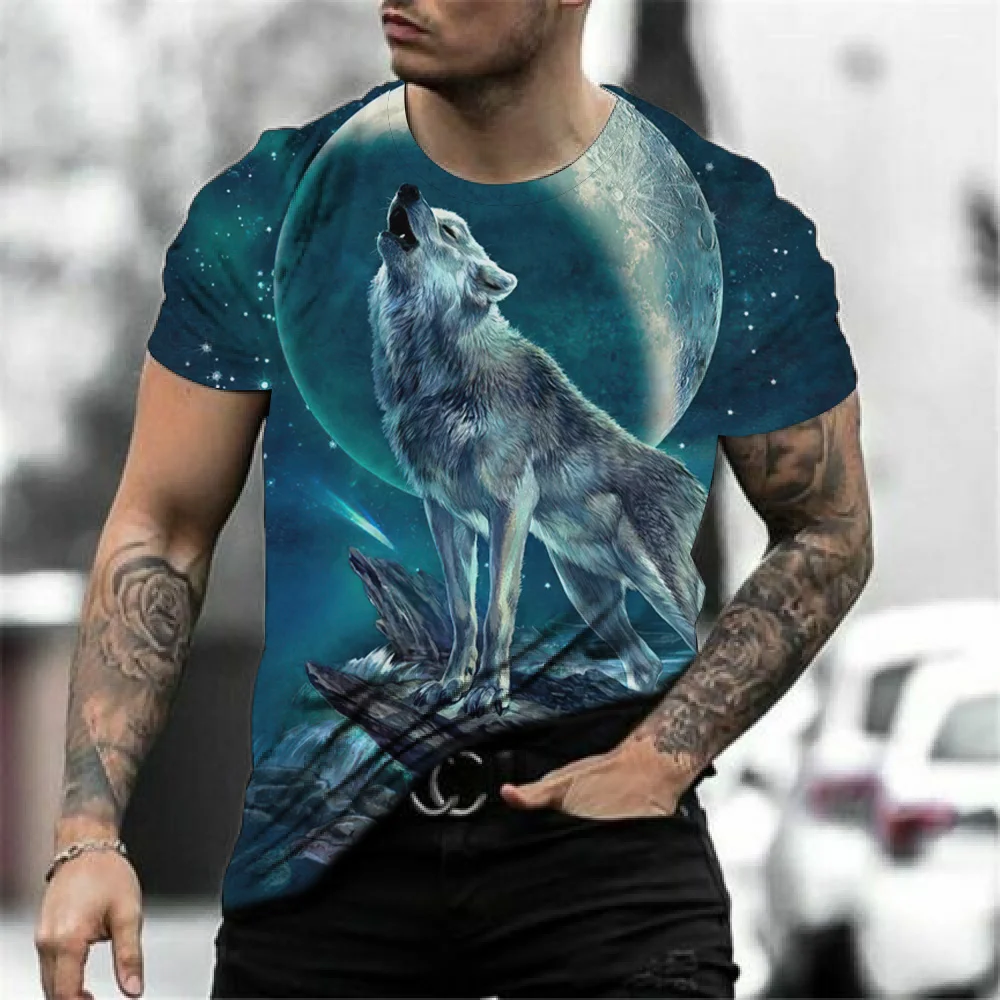 Sternen-wolf-Muster-T-Shirt-Sommer-Hip-Hop-Trend-Streetwear-3D-Animal ...