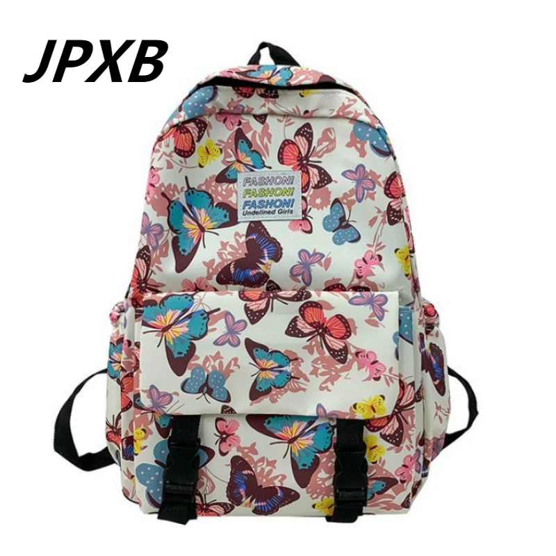 Butterfly-Print-Girl-School-Bag-College-Student-Backpack-Nylon-Bag ...