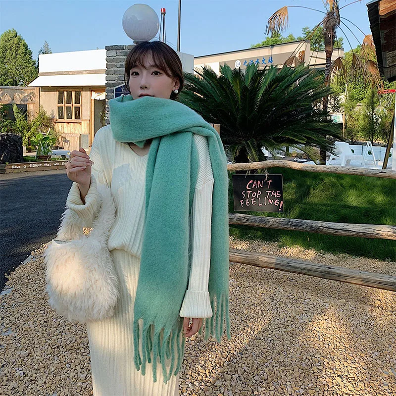 부드러운 왁스 솔리드 컬러 대형 목도리 플러시 패션 스카프 여성용 따뜻하고 부드러운 두꺼운 모조 캐시미어 스카프 겨울