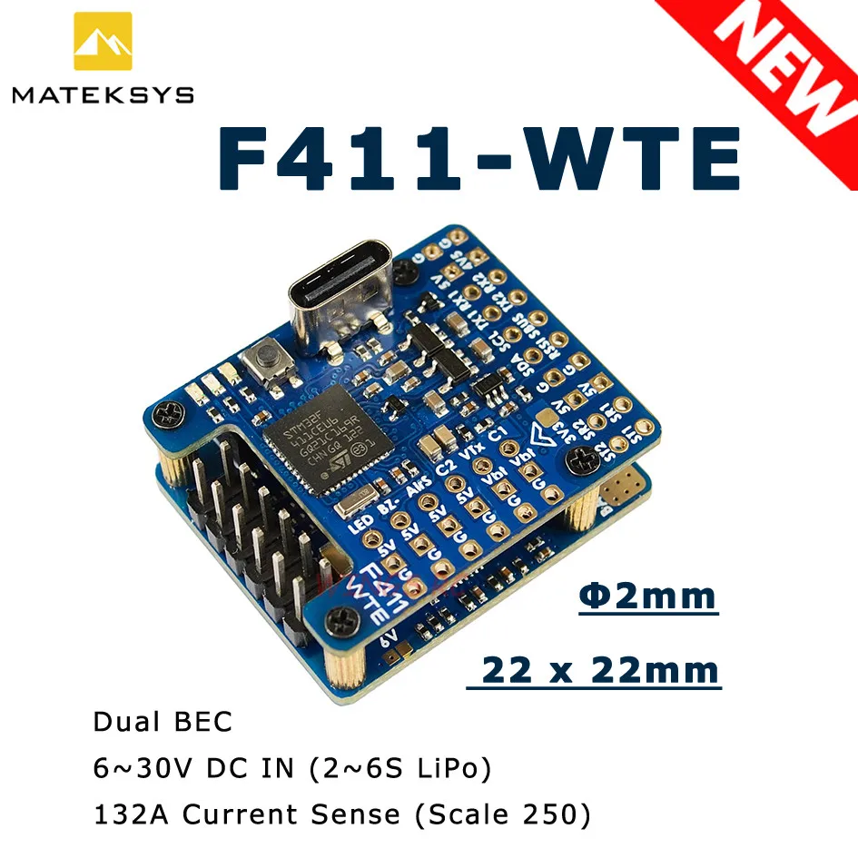 Matek Mateksys F411-WTE Flight Controller STM32F411 Built-In BEC 5V 2 ...