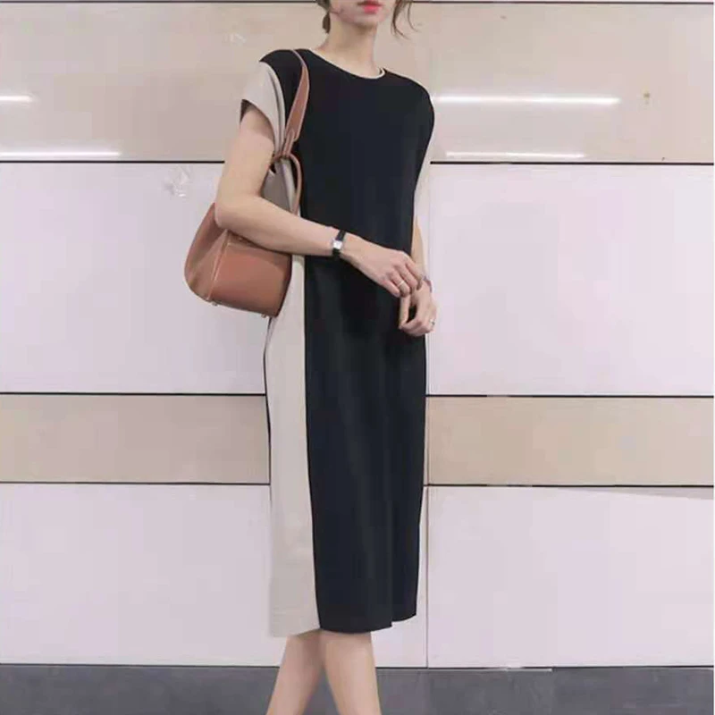 Summer-Elegant-Fashion-Aesthetic-Chic-Robes-Women-Contrasting-Color ...