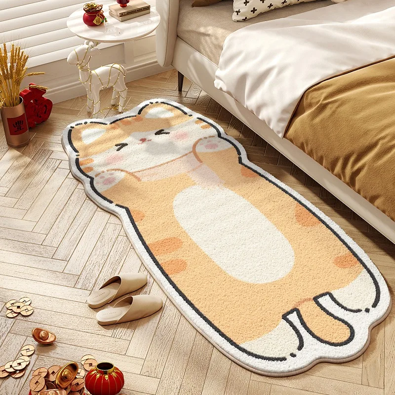 Cute Cat Carpet Bedroom Bedside Floor Mat Runner Rug Soft Fluffy Long ...