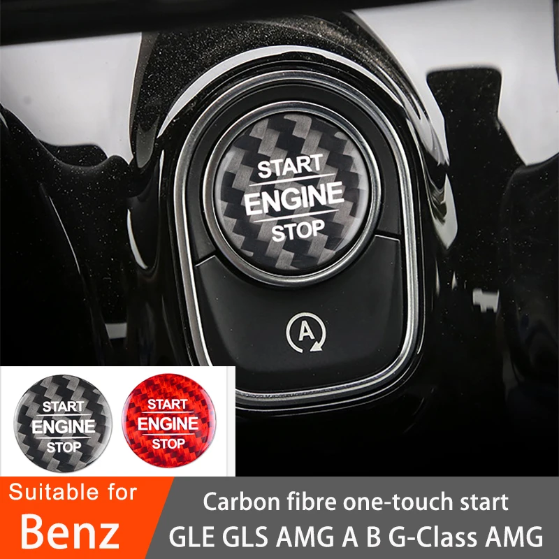 Car-Start-Button-Real-Carbon-Fibre-Sticker-For-Mercedes-A-B-G-Class-GLE ...