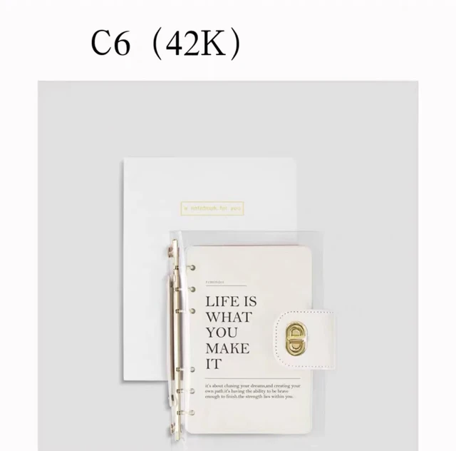 Binder PU Transparent Notebook Travel Journal Rotary metal buckle Diary ...