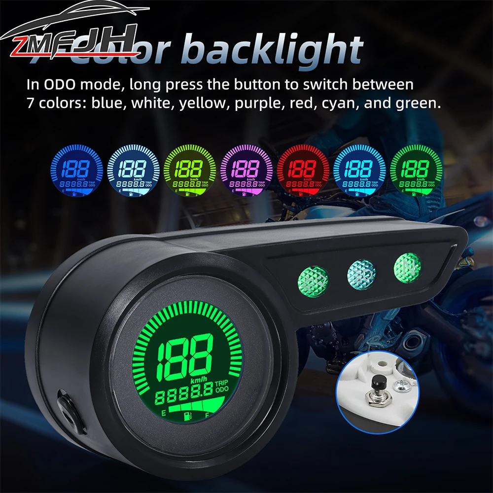 7-Color-Backlight-Digital-Speed-Meter-For-Motorcycles-Mileage-Oil-Level ...