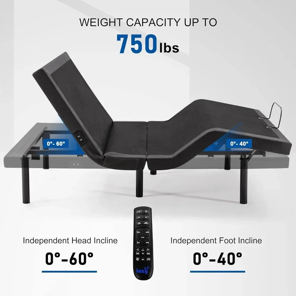 Adjustable Bed Base Frame with 17 Control Functions, Bluetooth App ...
