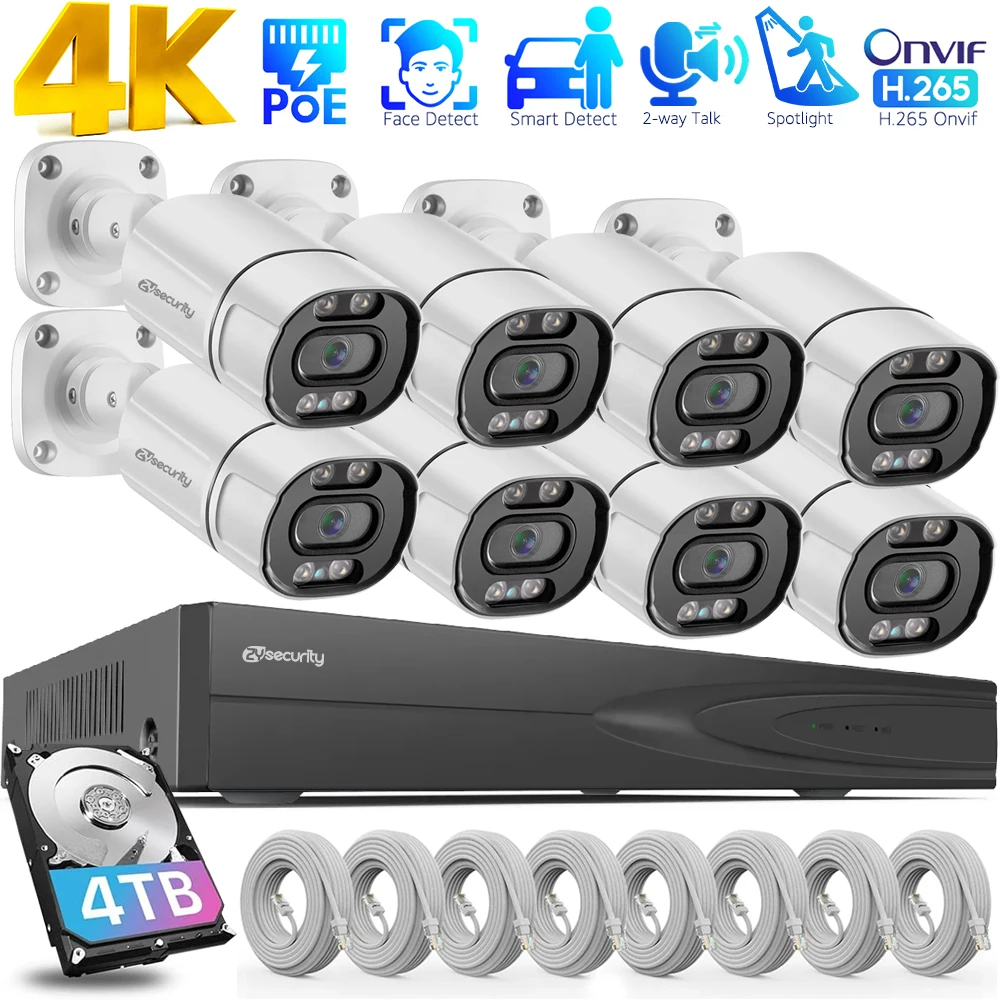8CH POE Video Surveillance Kit 4K 8MP 5MP Super HD Outdoor IP Cameras ...
