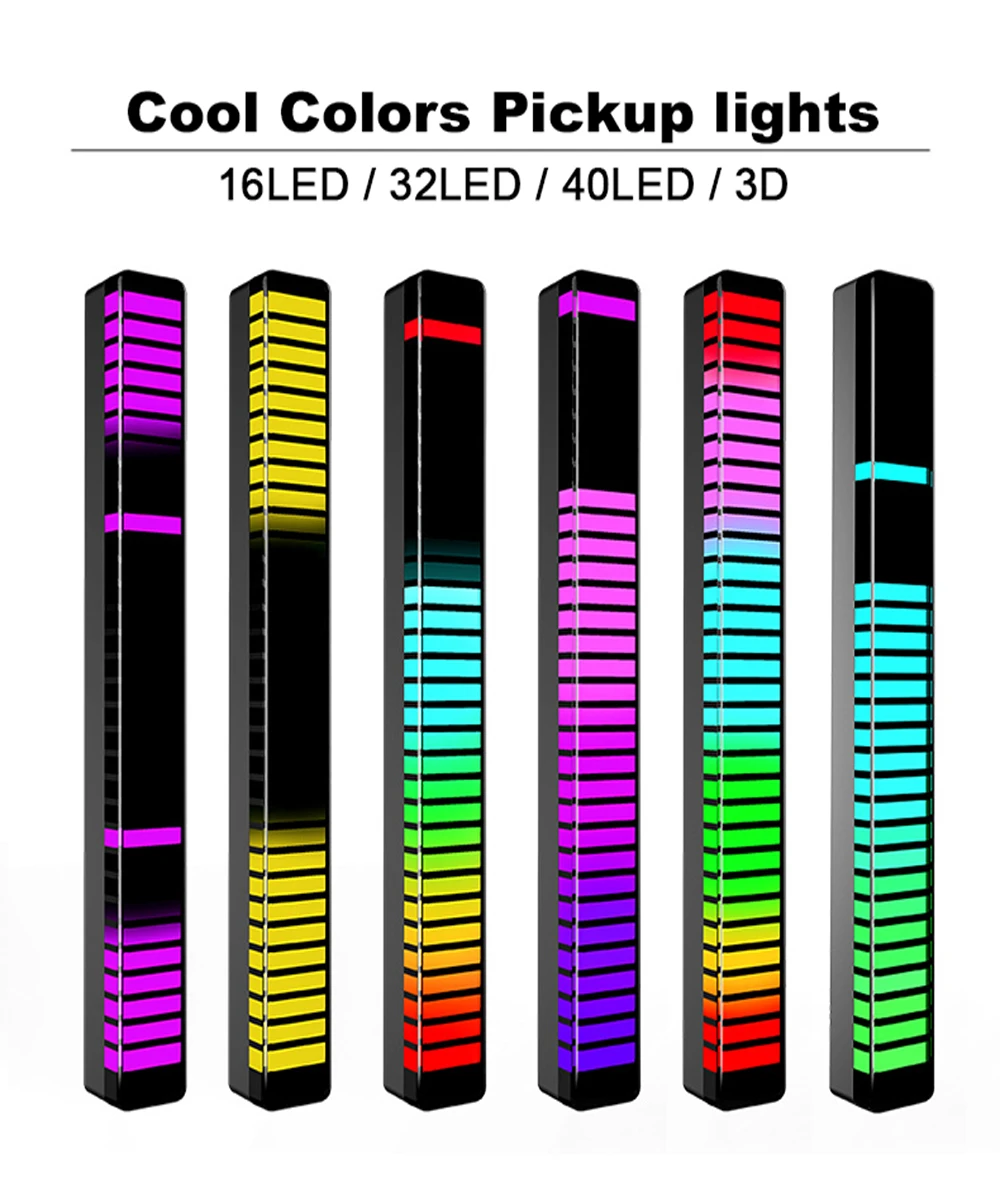 RGB Sound Control Pickup Lights APP Control Music Rhythm Light Colorful ...