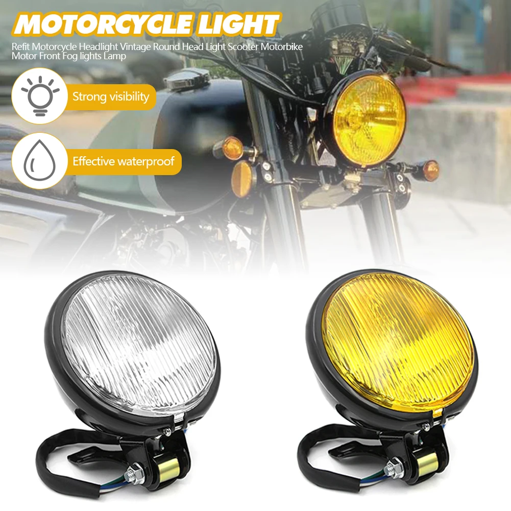Motorcycle-Accessories-Retro-5-Headlight-Front-Lamp-Phare-Chopper-Moto ...