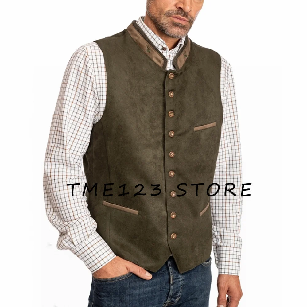 Men-s-New-Suede-Vest-Business-Solid-Color-Simple-Sleeveless-Vest-Formal ...