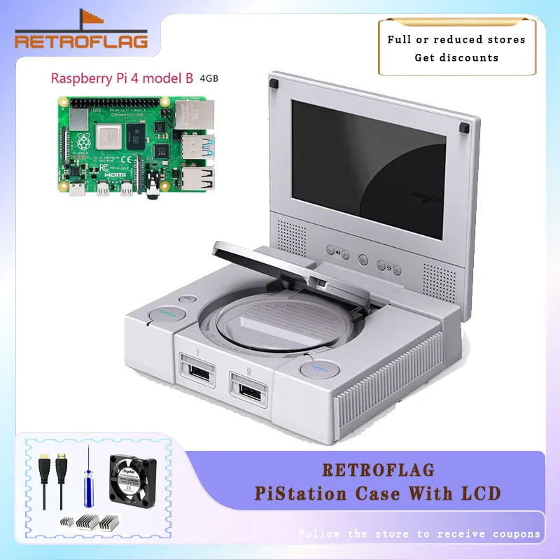 RETROFLAG-PiStation-Case-Raspberry-Pi-4-Case-with-Cooling-Fan-and-3pcs-Heatsinks-Pistation-LCD ...
