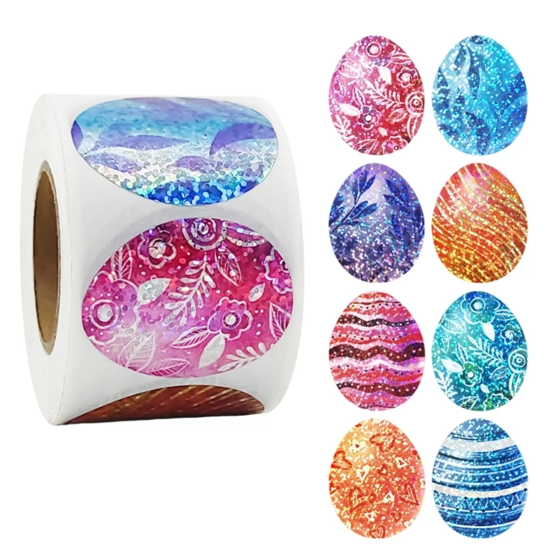 1 Roll Self Adhesive Easter Sticker Decorated Easter Eggs Sticker ...