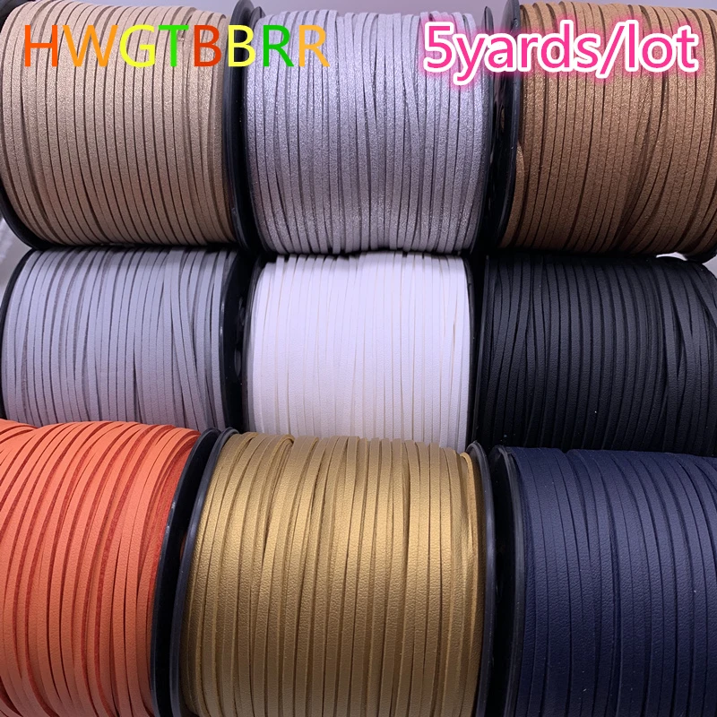 New 5yards/lot 3mm Flat Faux Suede Braided Cord Korean Velvet Leather ...